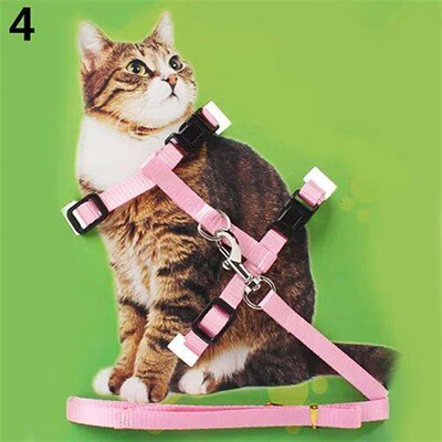 Dog Cat Collar Harness Leash Adjustable Nylon Pet Traction