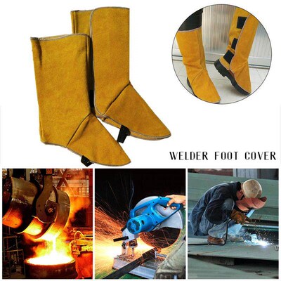 1 Pair Welder Foot Cover Leather Welding Spats Protective Sh