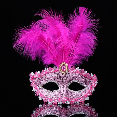 Makeup Masked Mysterious Ball Leather Lace Feather Semi Mask