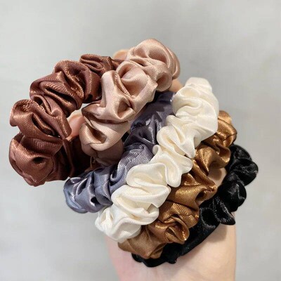6Pcs/Set Woman Scrunchies Silk Hairband Hair Ties Girls tail