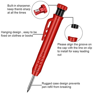 Solid Carpenter Mechanical Pencil Set Built-in Sharpener wit