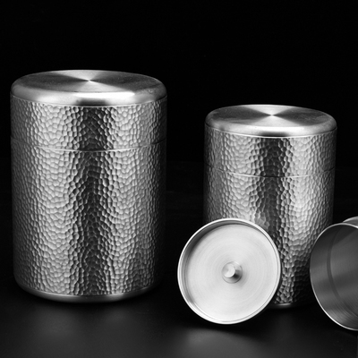 永龙锡罐纯锡大号茶叶罐手工锤纹一斤装绿茶密封罐半斤装红茶叶罐