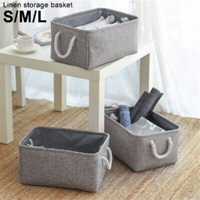 S/M/L Linen Storage Basket Foldable Sundries Storage