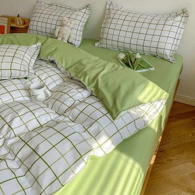 Ins Simple Style Duvet Cover Set with Pillowcases Flat Sheet