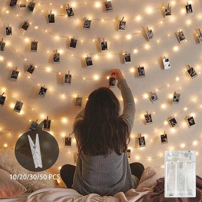 1Pc Led Photo Clips String Light With 10/20/30/50 Clear Clip