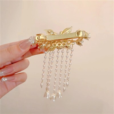Flower Fringe Hair Clips Chinese Hanfu Hair Accessories Vint