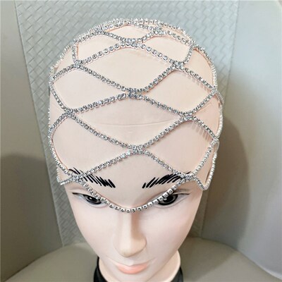 2023 Hollow Rhinestone Mesh Headpiece Wedding Head Chain Jew