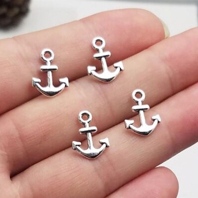 Marine Pendant Antique Silver Plated Mini Anchor Charms For