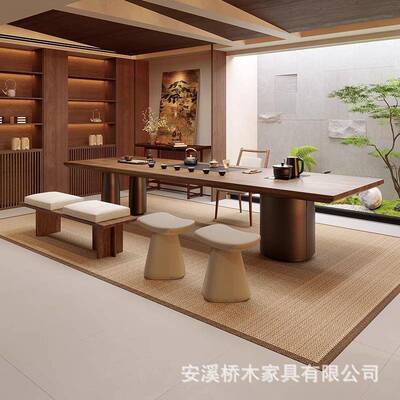 中现代简约南美式胡桃木茶椅SGQ组桌合轻奢高级感多新功能茶台茶