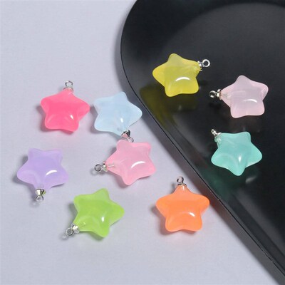 Colorful Star Charms Resin Candy Color Pendants Keychain Han