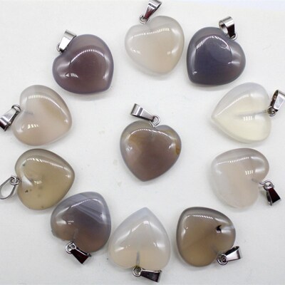 Natural Stone Opal Agates Crystal 20mm Heart Shape Pendant C