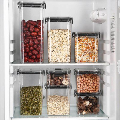 Airtight Grain Storage Containers for Kitchen, PET Transpare