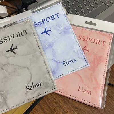 Laer Engraving Cutomize Name Paport Holder Travel Wallet Mar