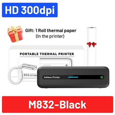 (ship to China agent) Phomemo Black M832 Portable Printer A4