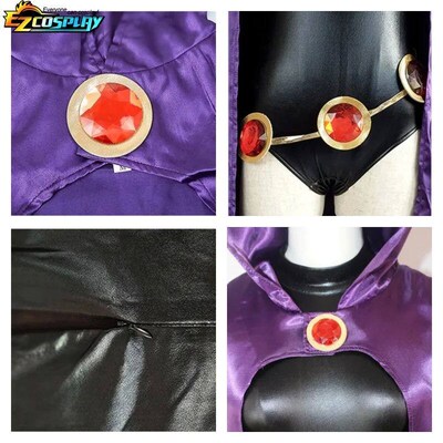Teen Titans Raven Cosplay Costume Deluxe Jumpsuit Cloak