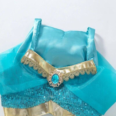PRINCESS-VALLEY Jasmine Costume for Girls Arabian Sequined P