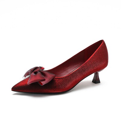 New High Heels Womens Stiletto Heel Pointed Sexy Red Bow Xi