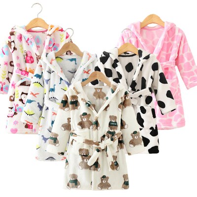 Children Bath Robes Flannel Winter Kids Sleepwear Robe Infan
