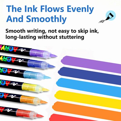12/24/36/48/60 Colors Acrylic Paint Pens Markers Brush Tip P