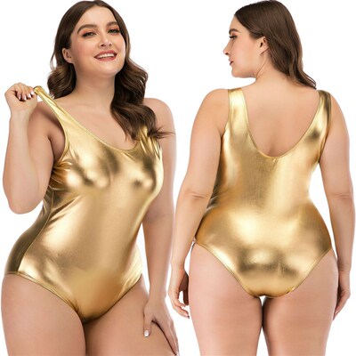Conservative 2025 Bikini for Fat Women Solid Color Shining F