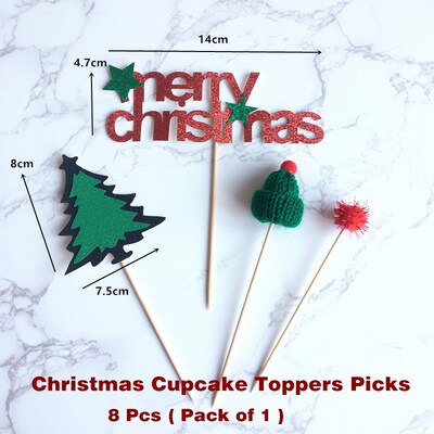 Christmas Cupcake Toppers Picks Appetizer Toothpick Birthday