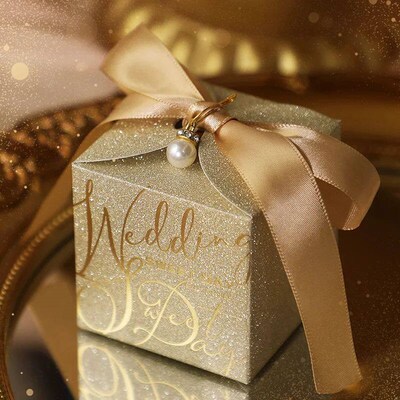 New Wedding Candy Box With Pearl Ribbon Bow High-End Gift Ch