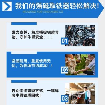 牛胃取铁器强磁不锈钢牛瘤胃吸铁器开口器牛强磁金属吸铁器公斤