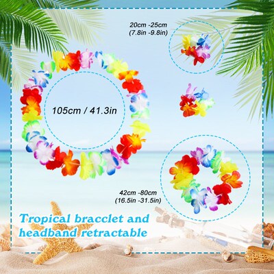 Hawaiian Grass Skirts Set Plastic Fibers Girls Woman Hawaiia