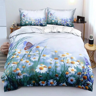3D Design Flowers Duvet Cover Sets Bed Linens Bedding Set Qu