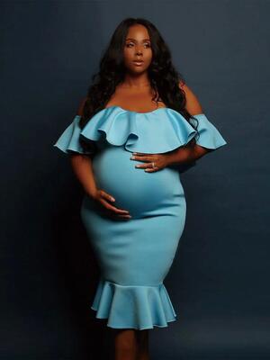 2023 Womens Clothes Pregnancy Dresses Evening Solid Ruffles