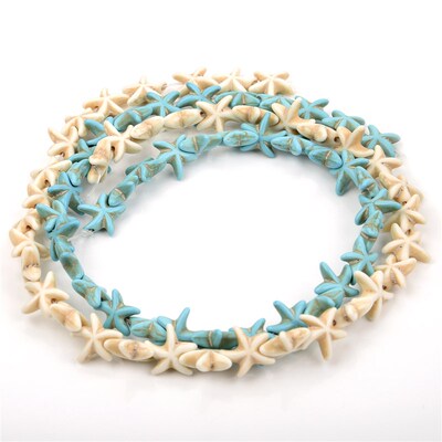 38pcs/Strand 13x13mm Starfish Shape Turquoises Beads Loose S