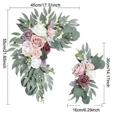 Artificial Wedding Arch Flowers Kit Boho Dusty Rose Blue