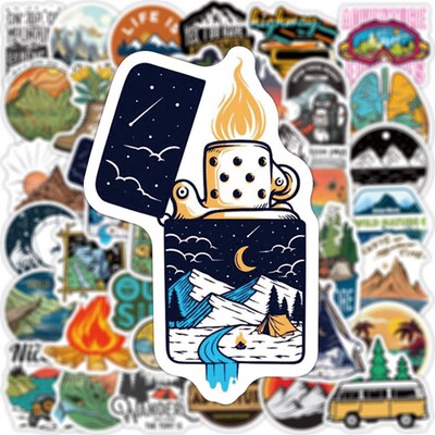 50Pcs Forest Hiking Camping Stickers Outdoor Travel Beautifu