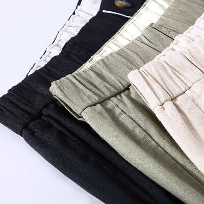 3027 Croppe Pants Mens Loose Linen Mens Casual Pants Sprin