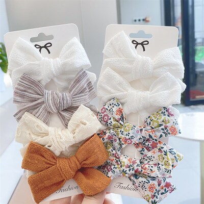 4Pcs/Set Fashion Sweet Hair Clips PU Hair Bows For Cute Girl