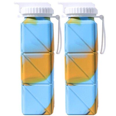 2Pcs 620ml Foldable Water Bottle Reusable Silicone