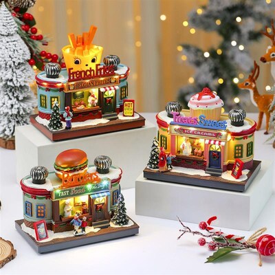 Christmas creative rotating lighted musical box decoration