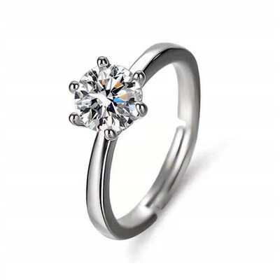 Moissanite Marriage Proposal Chop Ring Colorful Ring Round Z