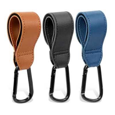 1/2pcs PU Leather Baby Bag Stroller Hook Pram Rotate 360 Deg