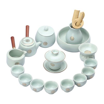 Ceramic Kungfu Tea Set Side Handle Ru Kiln Home Whole Set Lu