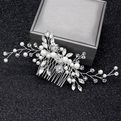 Crystal Pearl Tiaras Barrettes Hair Clips Hair Combs for Wed