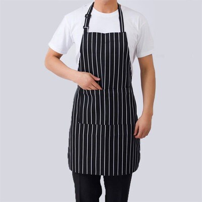 1pc Adjustable Adult Apron Striped Restaurant Chef Apron Out