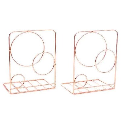 2pcs Round Circle Metal Desktop Bookends Book Ends Support