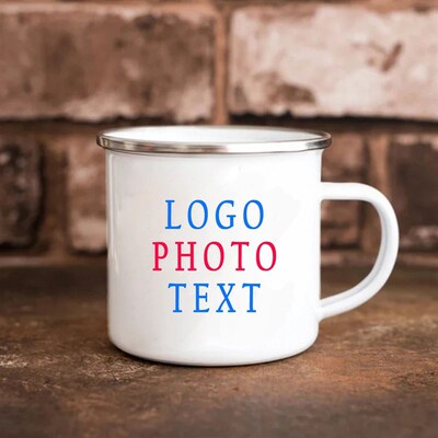 Custom Inage Enamel Coffee Mugs Family Photos Design Mug Cre