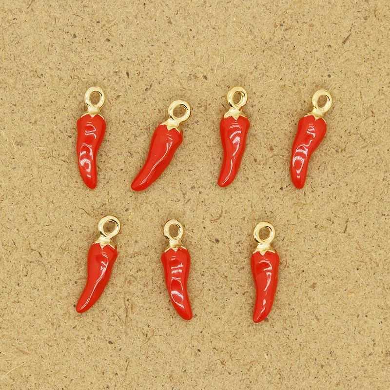 10pcs Red Small Pepper Food Earring Charms Cute Mini Crafts