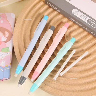 Press Retractable Pencil Eraser Correction Supplies Automati