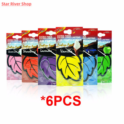 6PCS Car Air Freshener Natural scented tea paper Auto Hangin
