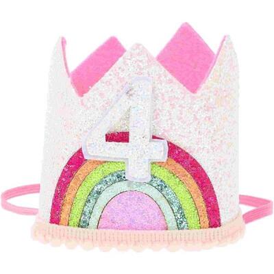 Rainbow+Birthday+Crowns+Lace+Hair+Band+Ribbons+Kids+Girl