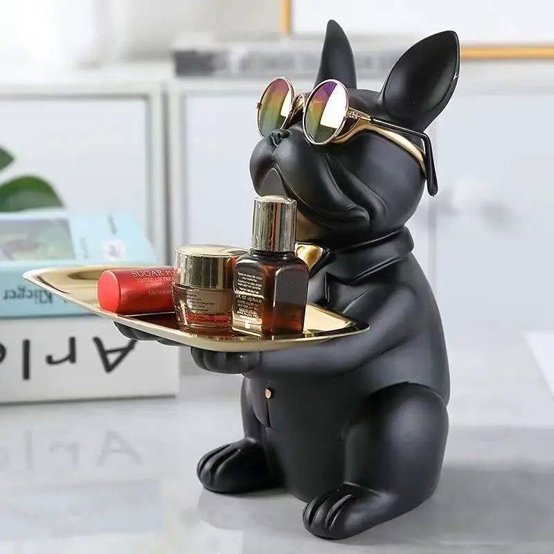 Multi Functional Bulldog Tray Animal Statue Creative Ornamen