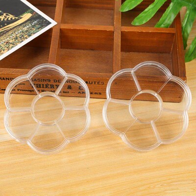 7-Cell Plum Blossom Box for Nail Art Accessories, Round Tran
